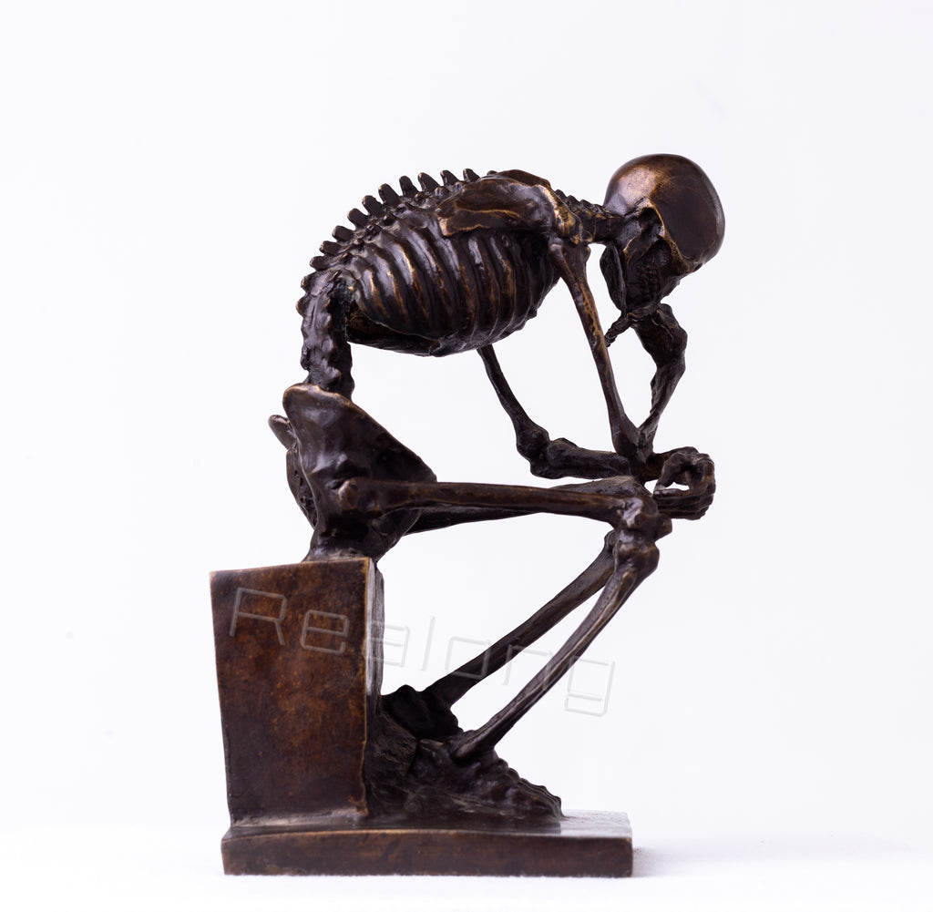 Skeleton Thinker Bronze Statue Bronze Thinking skeleton Sculptures Abs ...