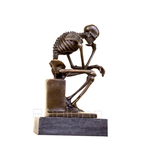 Skeleton Thinker Bronze Statue Bronze Thinking skeleton Sculptures Abs ...