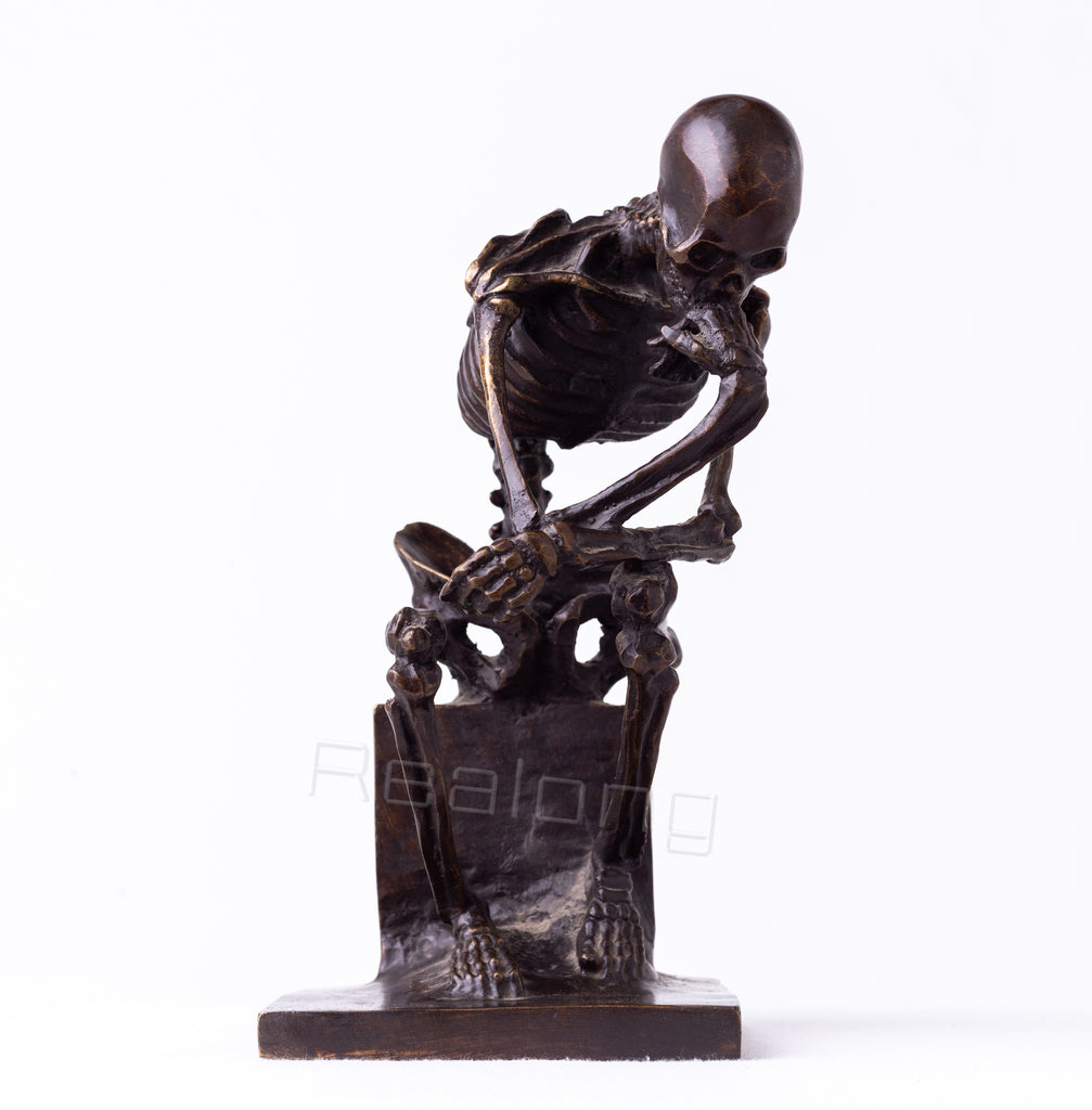 Skeleton Thinker Bronze Statue Bronze Thinking skeleton Sculptures Abs ...
